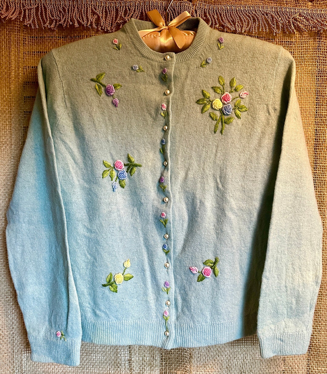 Vintage Girls Wool Sweater Embroidered - Etsy