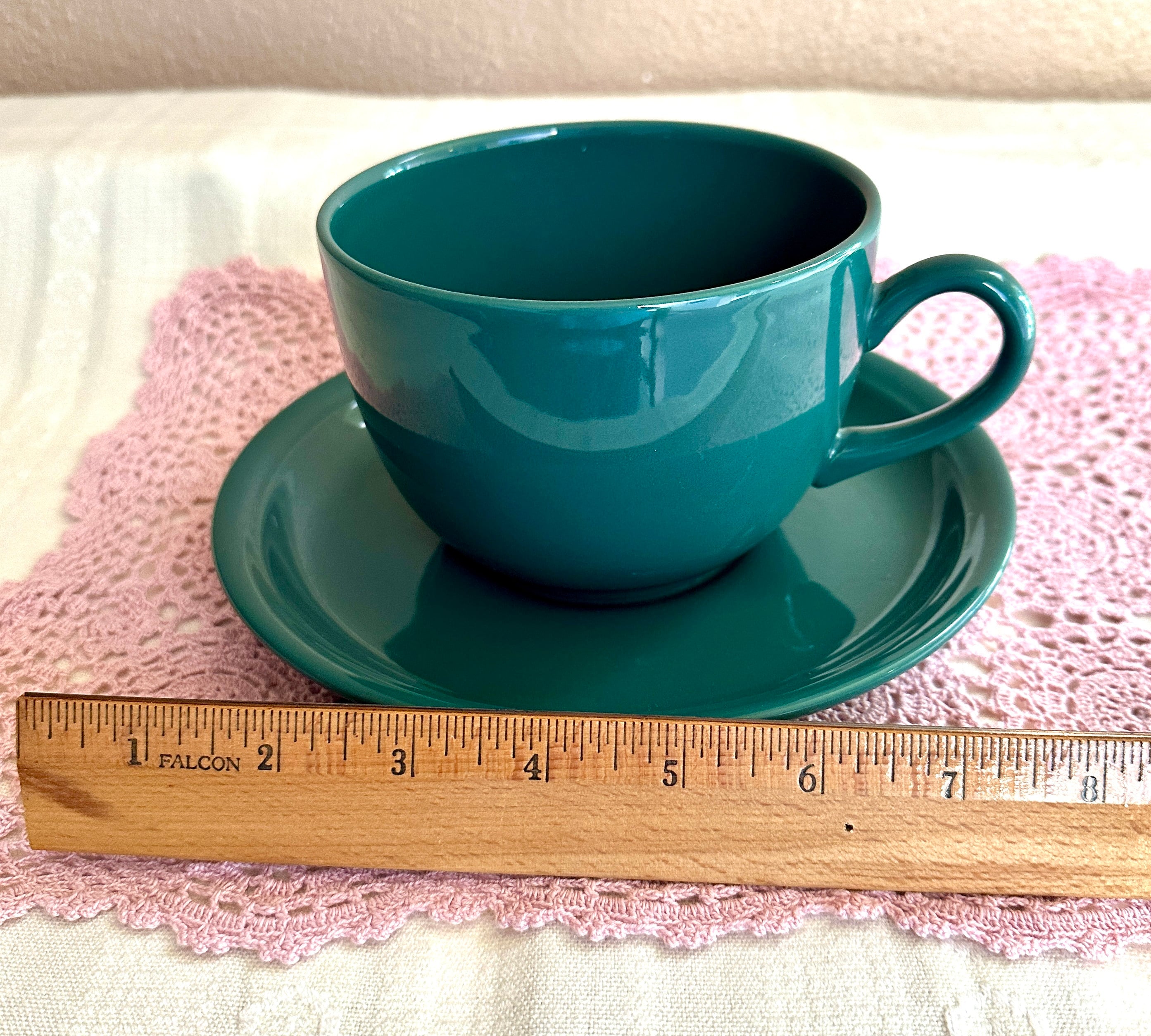 Vintage Coffee Cup & Saucer Green Large - Etsy