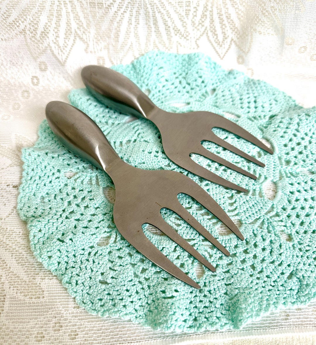 Vintage Salad Serving Forks Pewter - Etsy