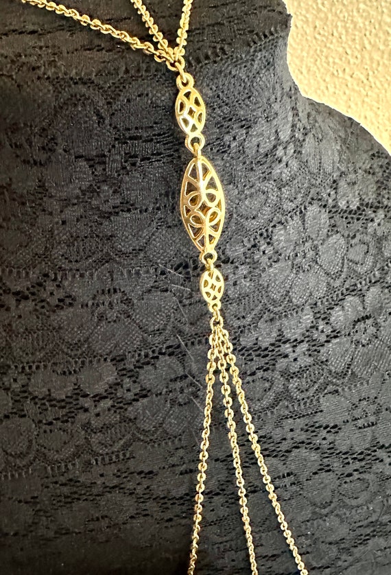 Vintage Monet Gold Triple Chain Necklace - Gem