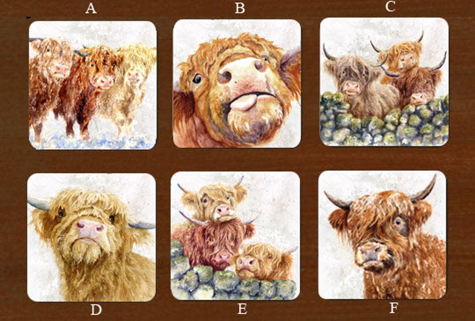 Highland Cows Coaster Set - Etsy