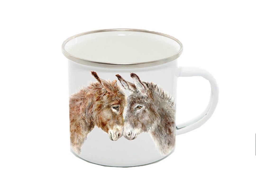 Donkey, Enamel Mug 12oz, Image by Jane Bannon - Etsy