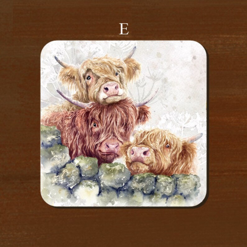Highland Cows Coaster Set - Etsy