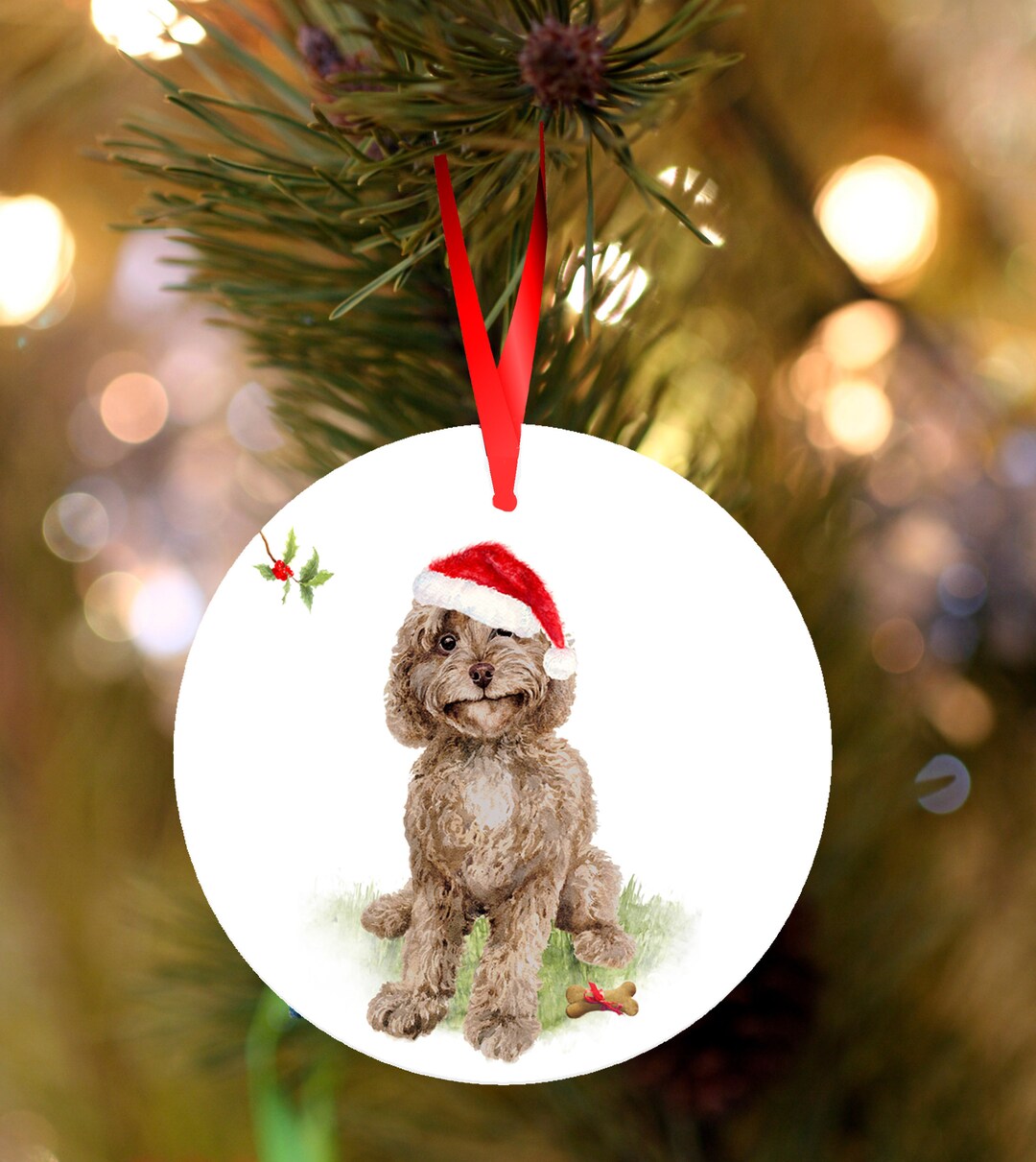 Cockerpoo, Cavapoo, Brown, Ceramic Hanging Christmas Decoration, Tree ...