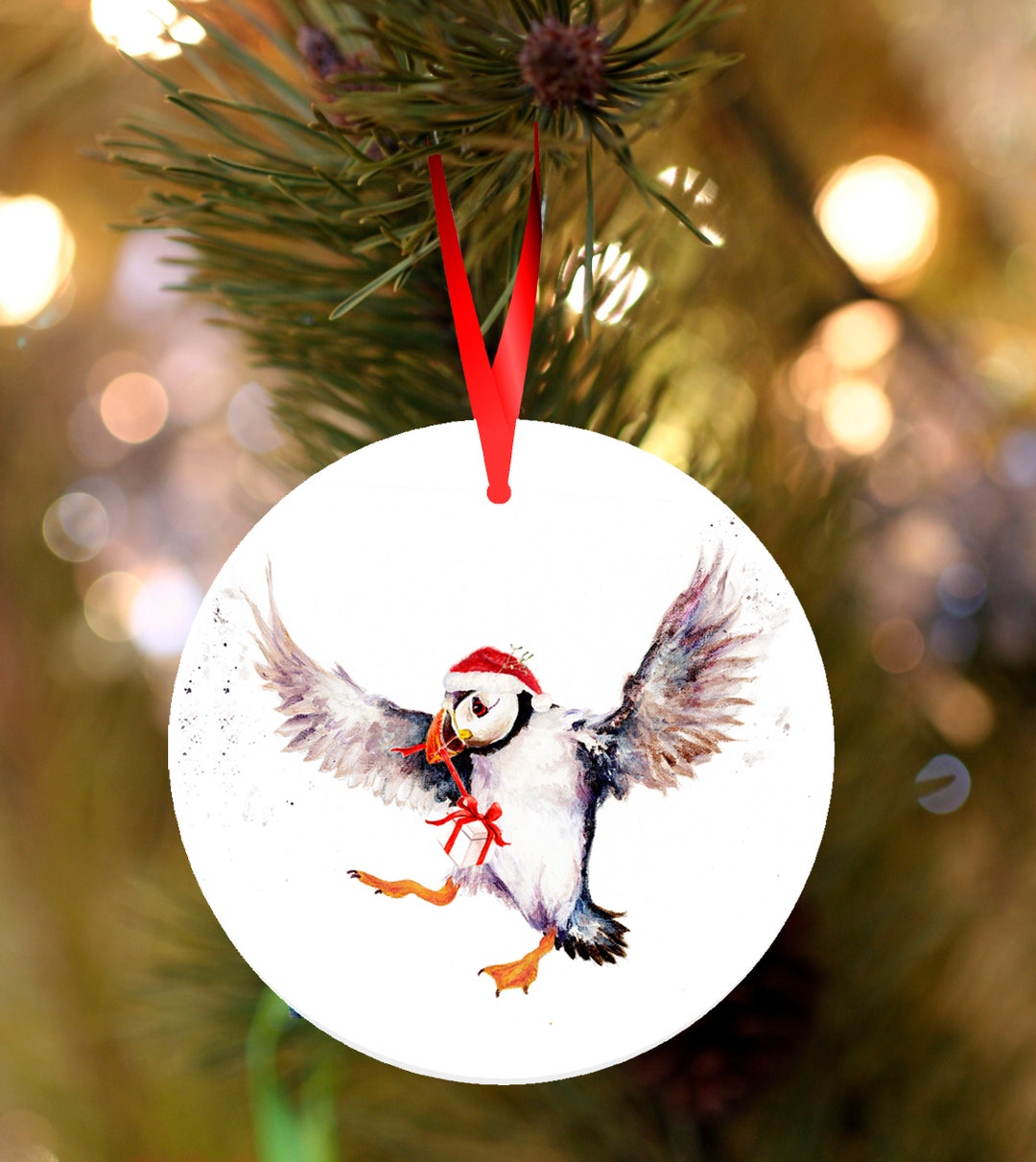 Puffin , Ceramic Hanging Christmas Decoration, Tree Ornament by Jane ...