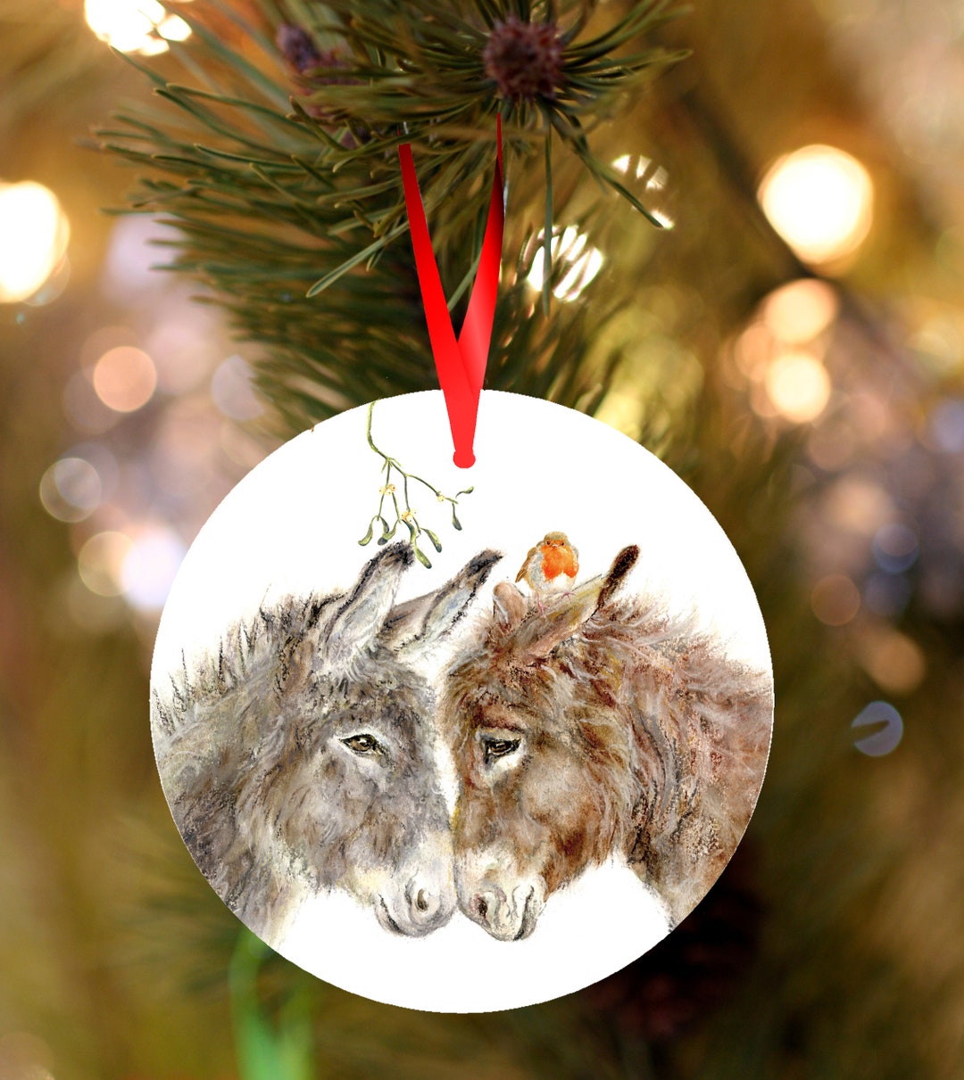 Donkey, Donkey Pair, Ceramic Hanging Christmas Decoration, Tree ...