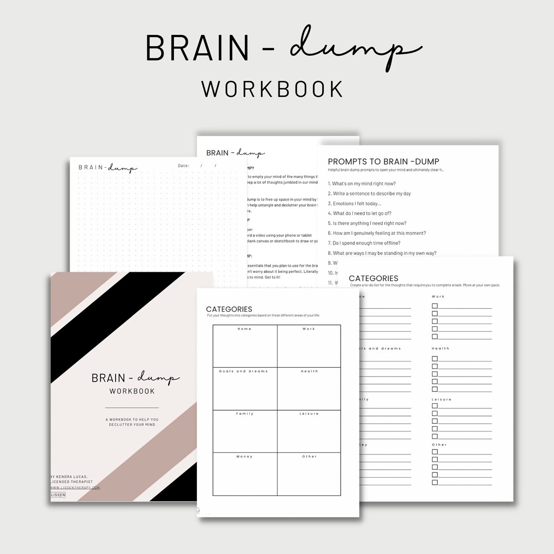 Brain Dump Workbook, Printable PDF, Thought Organizer, Productivity ...