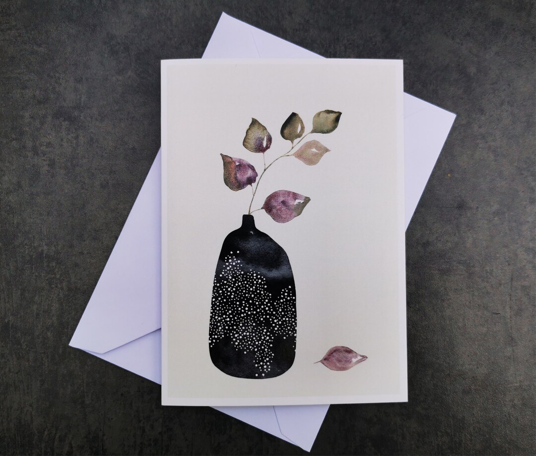 Modern Mourning Card vase With Branch Floral Condolence Card - Etsy