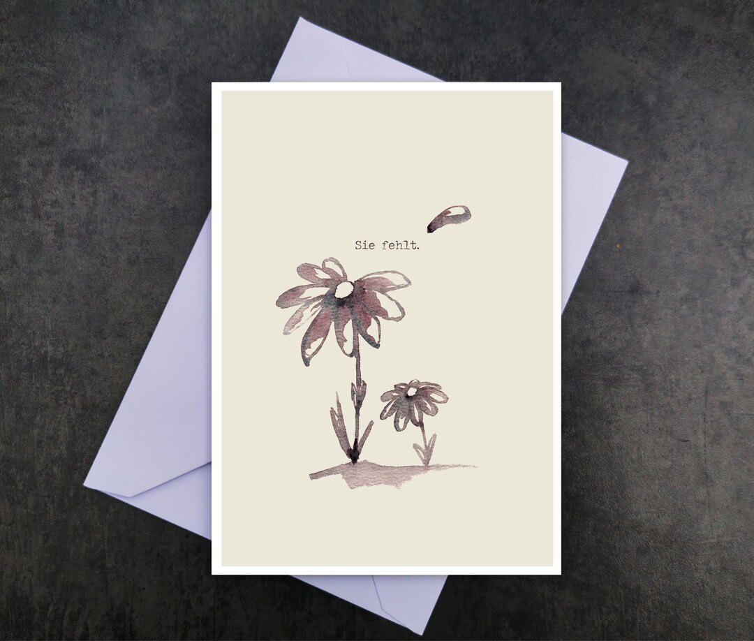 Mourning Card “she is Missed” Condolence Card With Flower Petal - Etsy