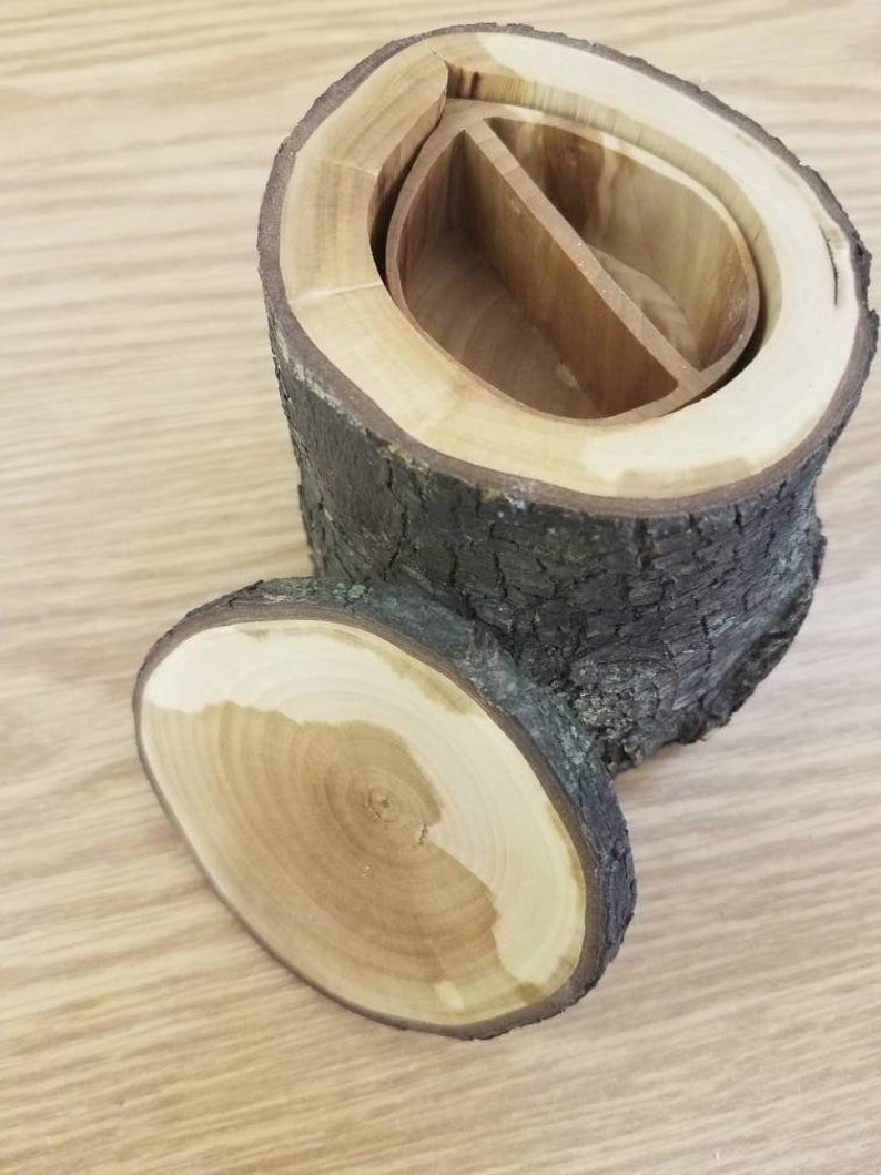 Natural Log Band Saw Box, Trinket Box, Jewelry Box, Live Edge Rustic ...