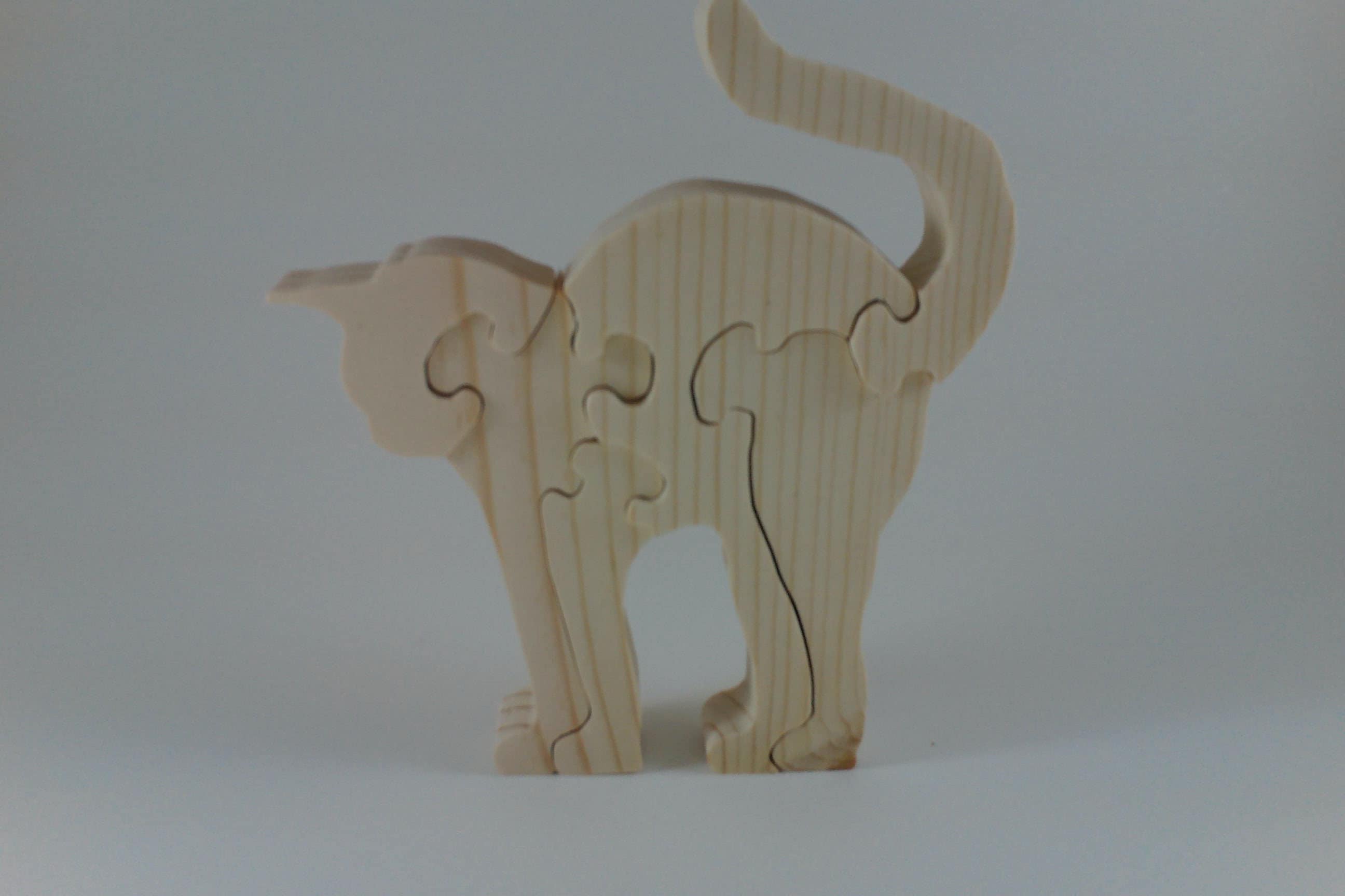 Friendly cat wood jigsaw puzzles handcrafted from pine. - Etsy 日本