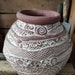 Red Stoneware Garden Pot With White Embossing - Etsy UK