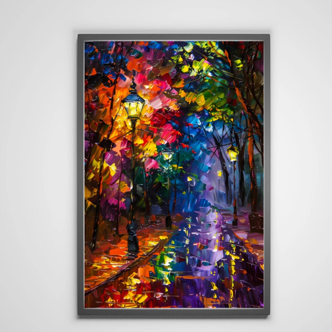 Colorful Night Street Impressionist Wall Art (digital Download) - Etsy