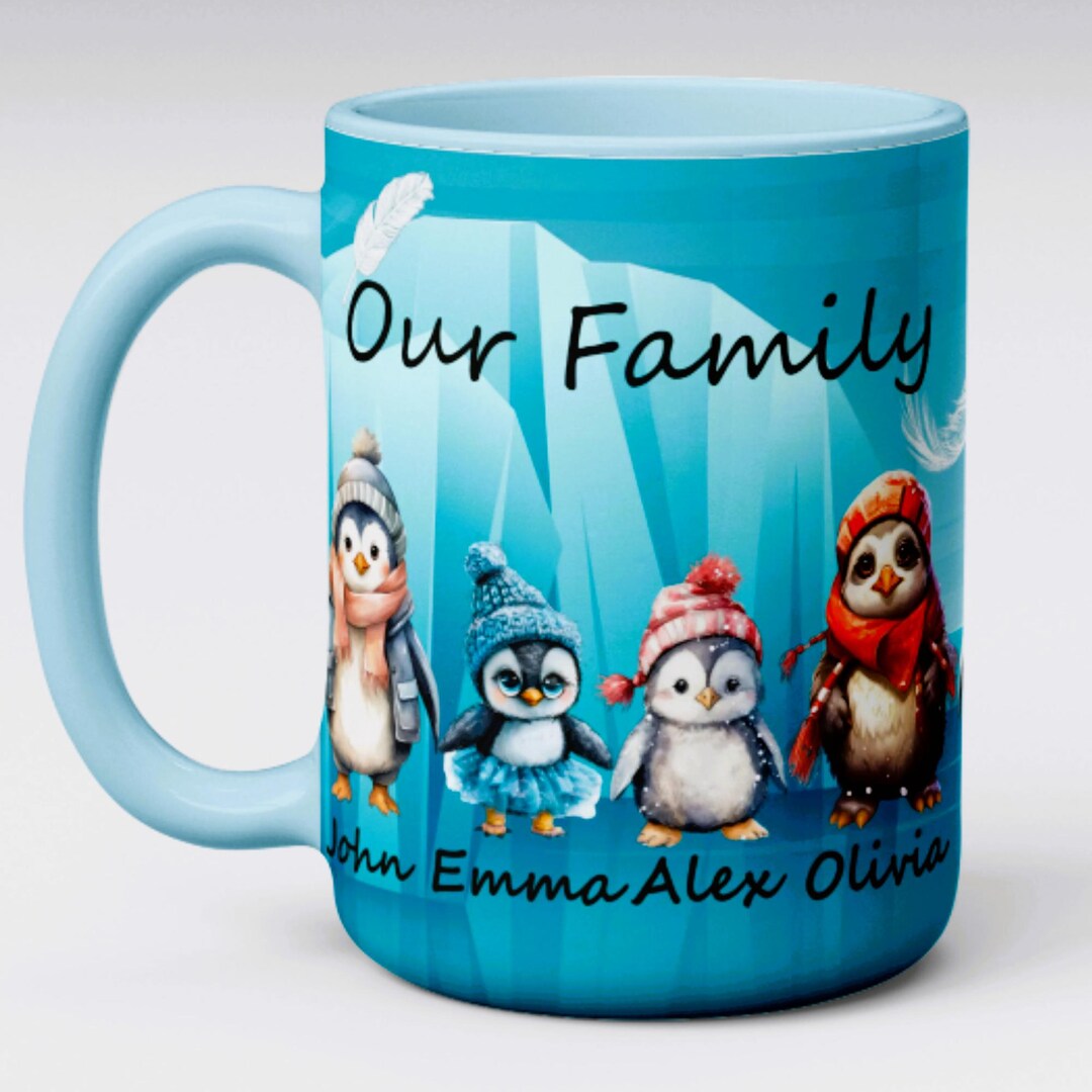 Personalized Family Penguin Mug, Custom Penguin Gift, Cute Animal ...