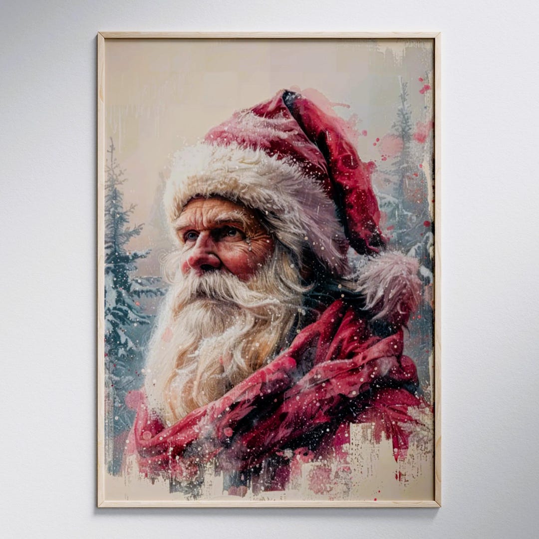 Vintage Santa Claus Portrait – Christmas Holiday Wall Art (digital ...