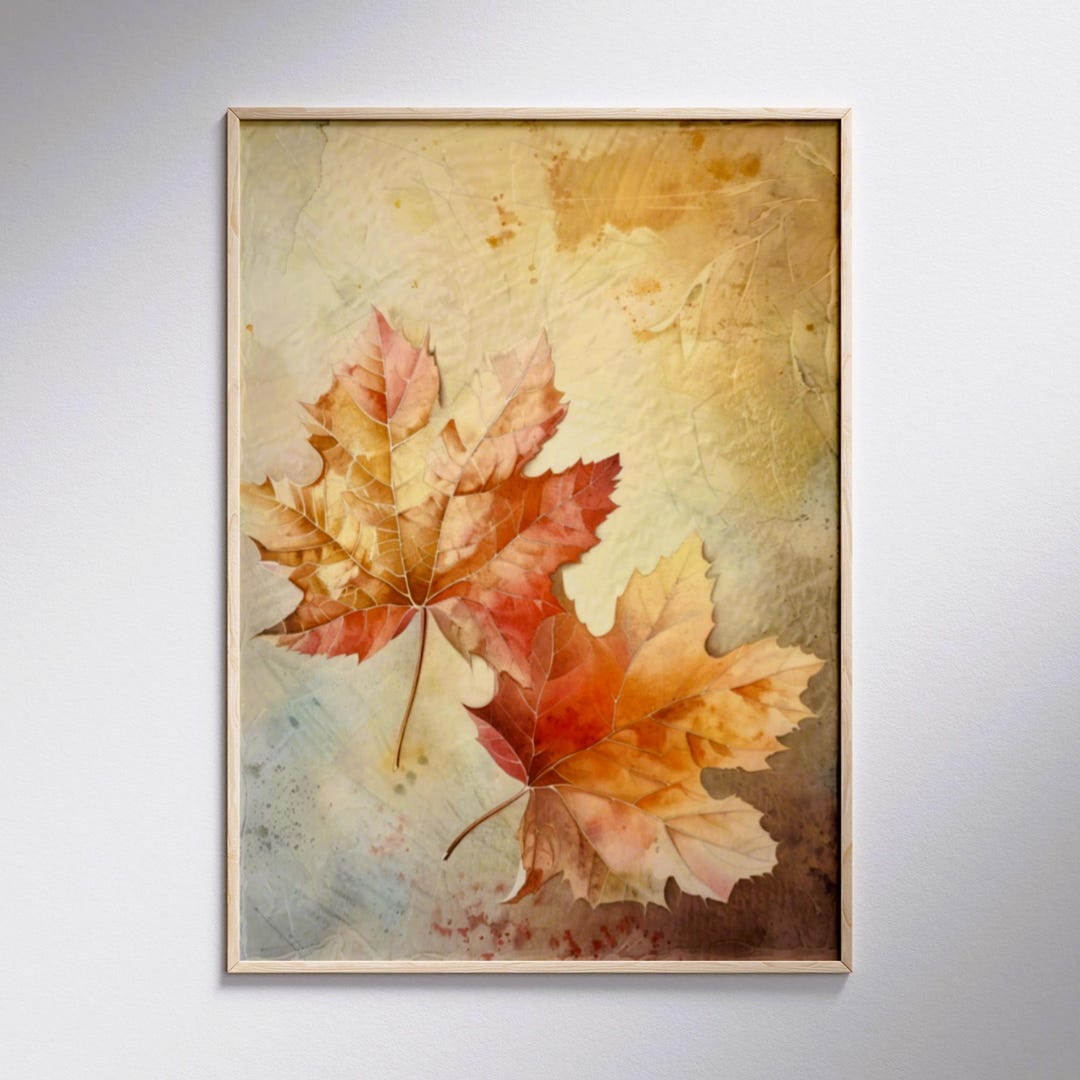 Autumn Leaves Art,fall Foliage Print, Vertical Leaf Decor, Digital ...