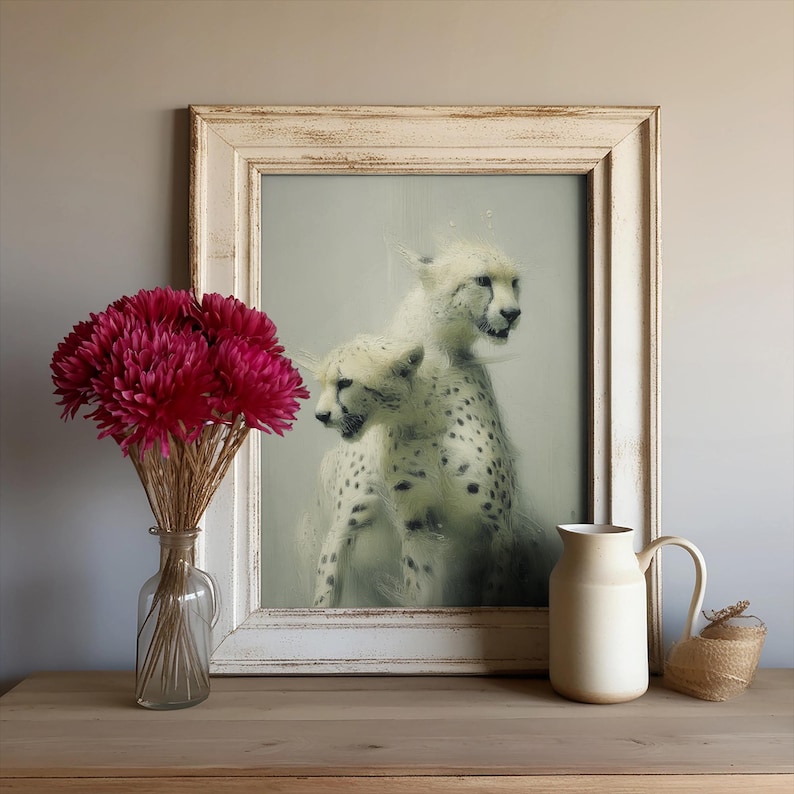 Two Cheetahs Wildlife Art Printable Safari Animal Wall Decor (digital ...
