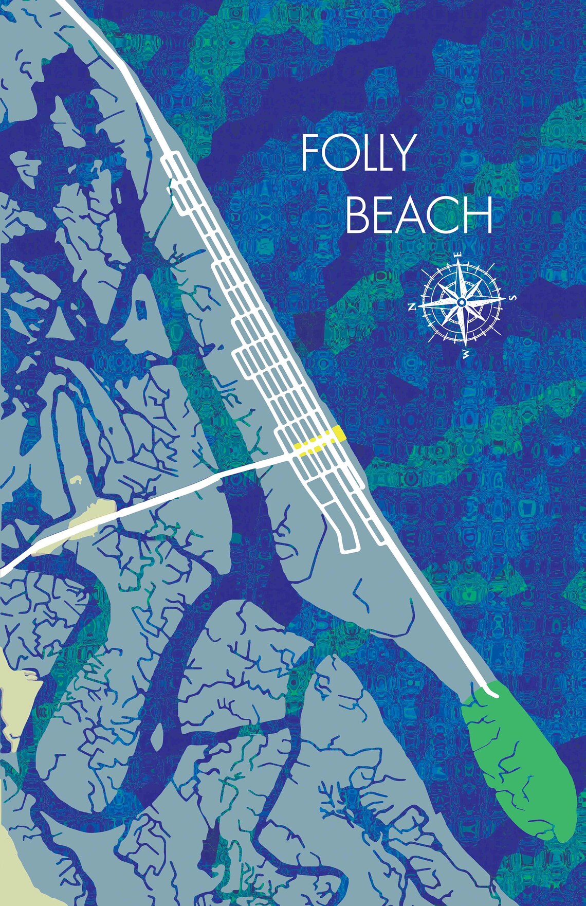 Folly Beach Map Art - Etsy