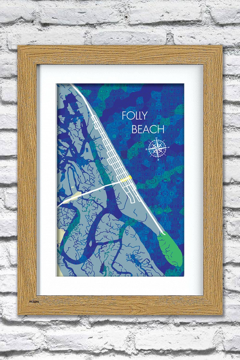 Folly Beach Map Art - Etsy