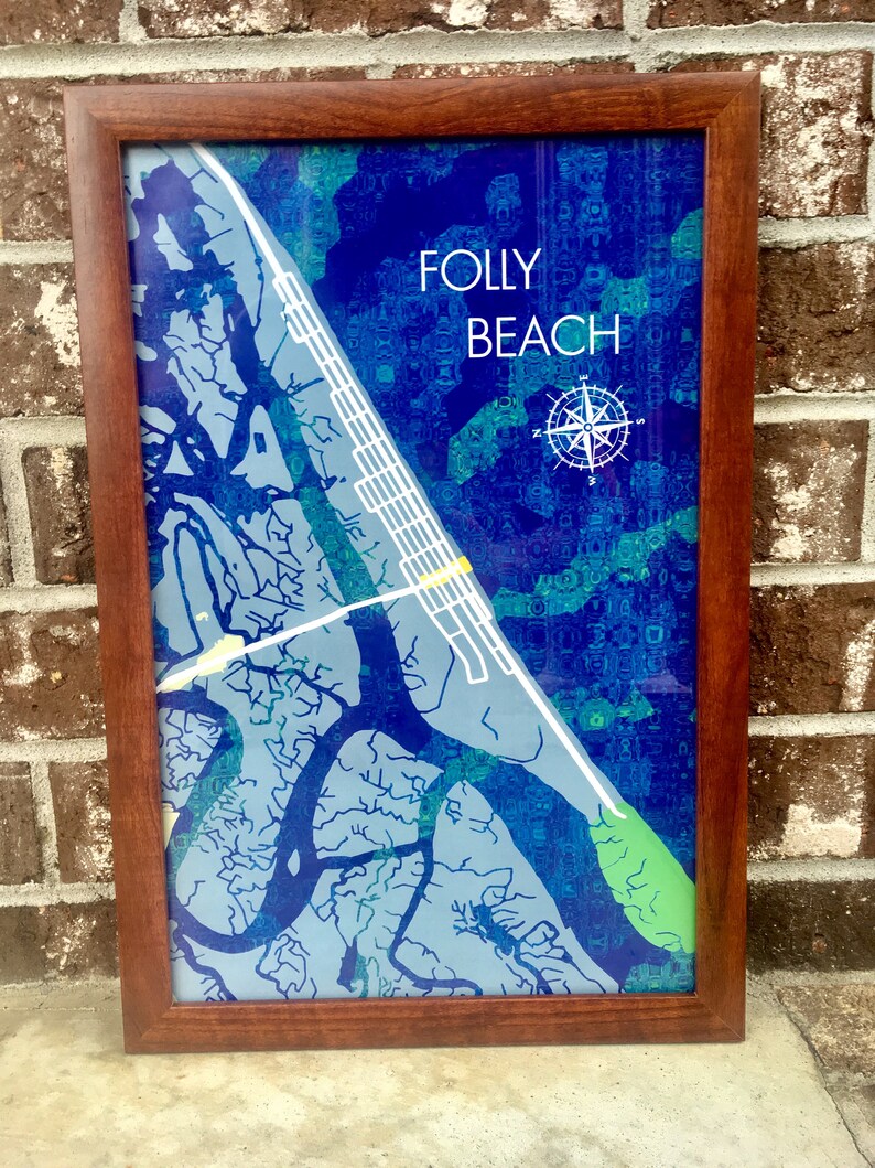 Folly Beach Map Art - Etsy