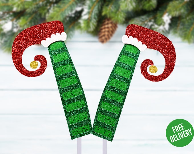 Elf Legs Cake Topper | Christmas Cake Decorations | Christmas Cake ...