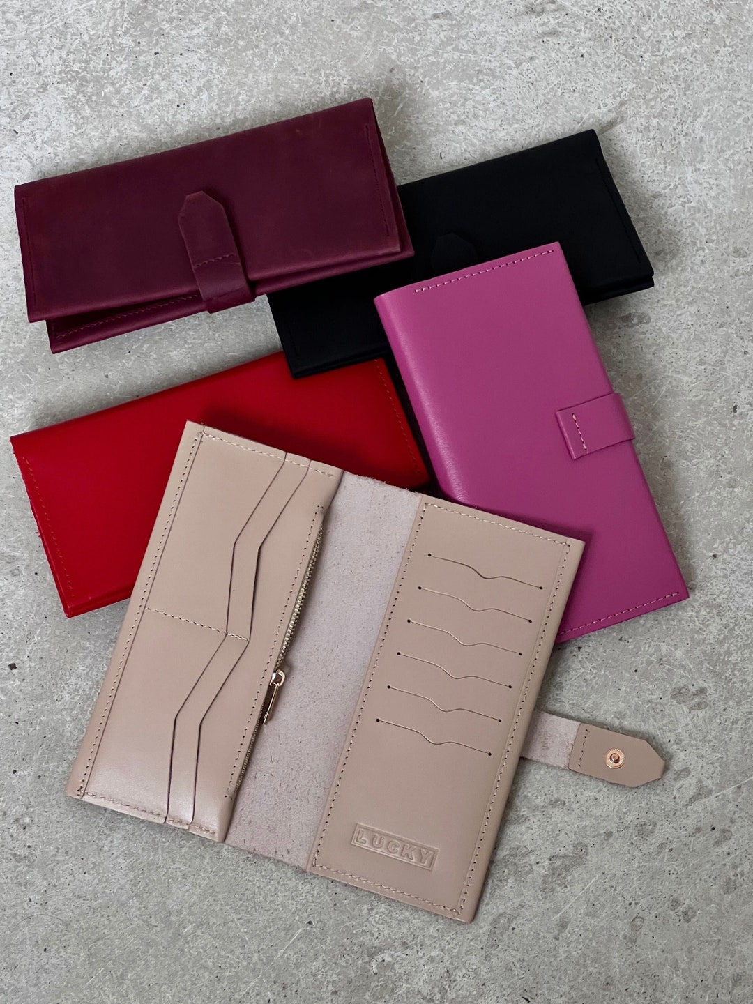 Slim Leather Wallet for Womens, Custom Wallet With Coin Purse ...