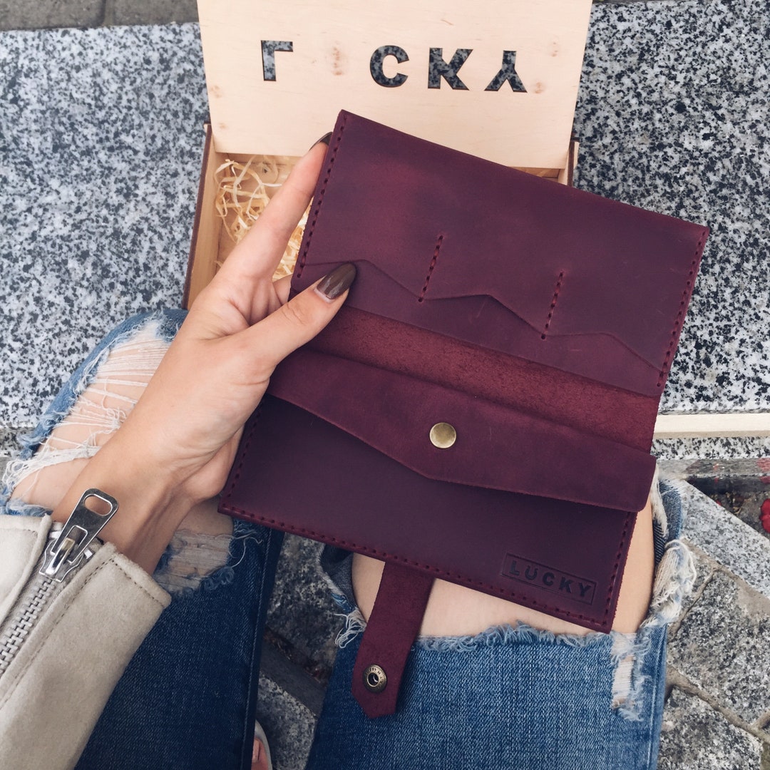 Personalized Wallet for Women, Leather Slim Wallet, Handmade Leather ...