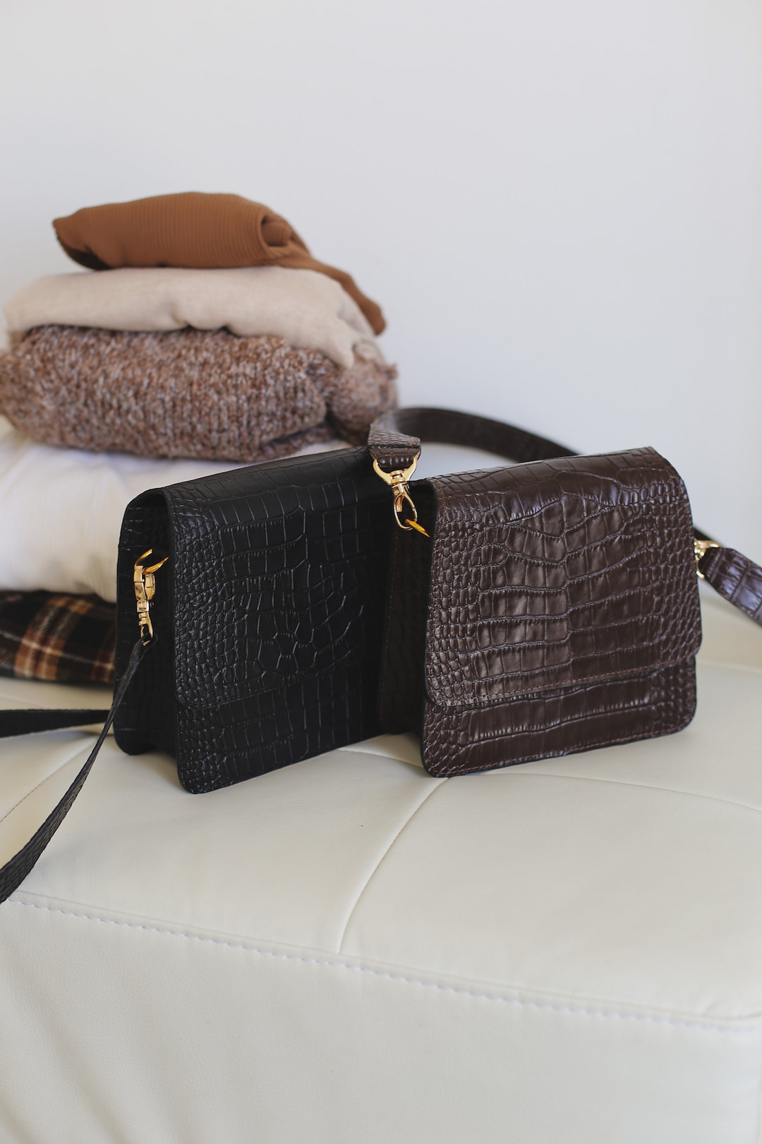 Leather Croc Embossed Crossbody Bag Women,womens Bag,bags for Women ...