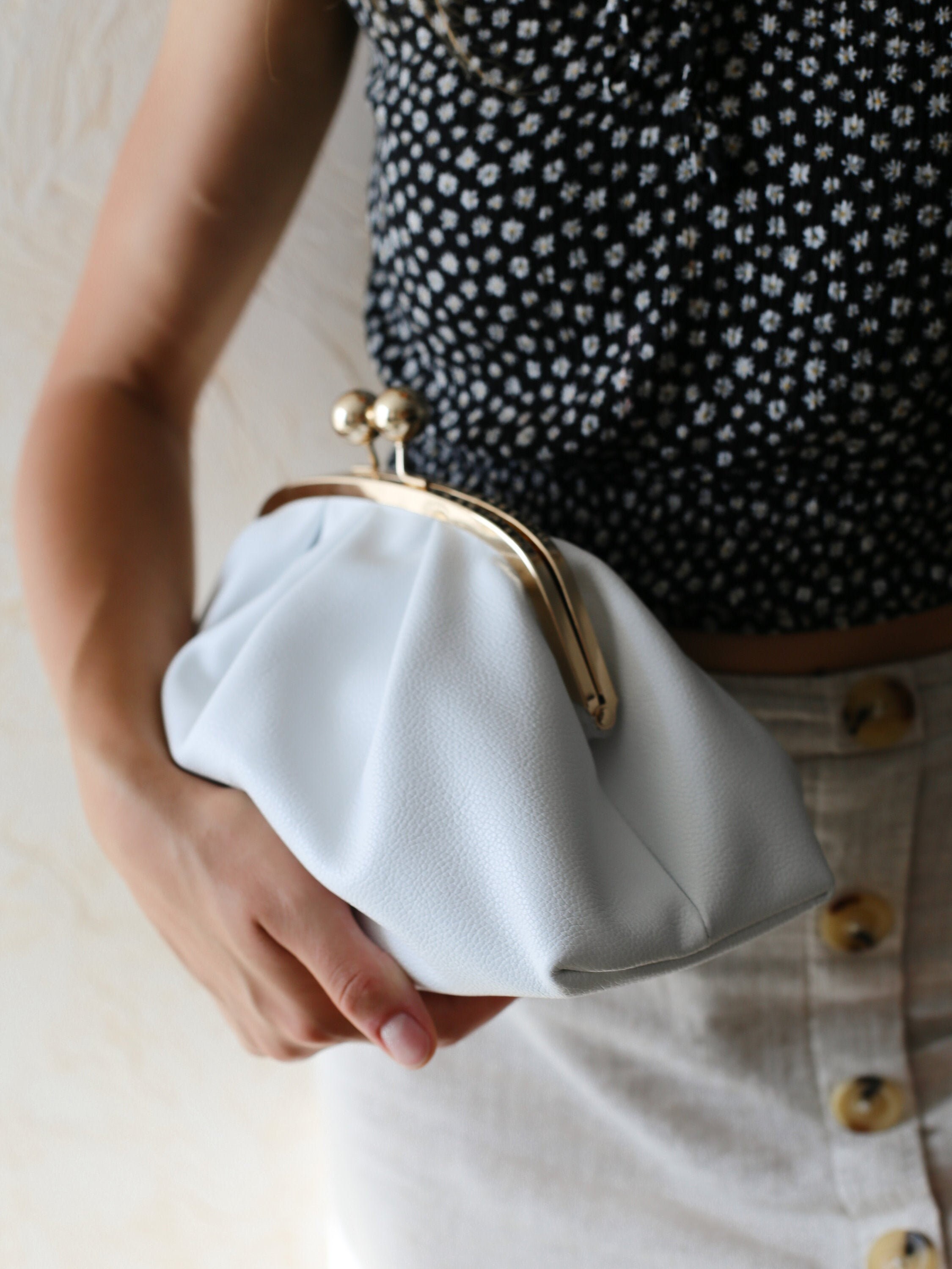 Leather Pouch Bag Whitehandmade Frame Pouch Bagwhite Leather - Etsy
