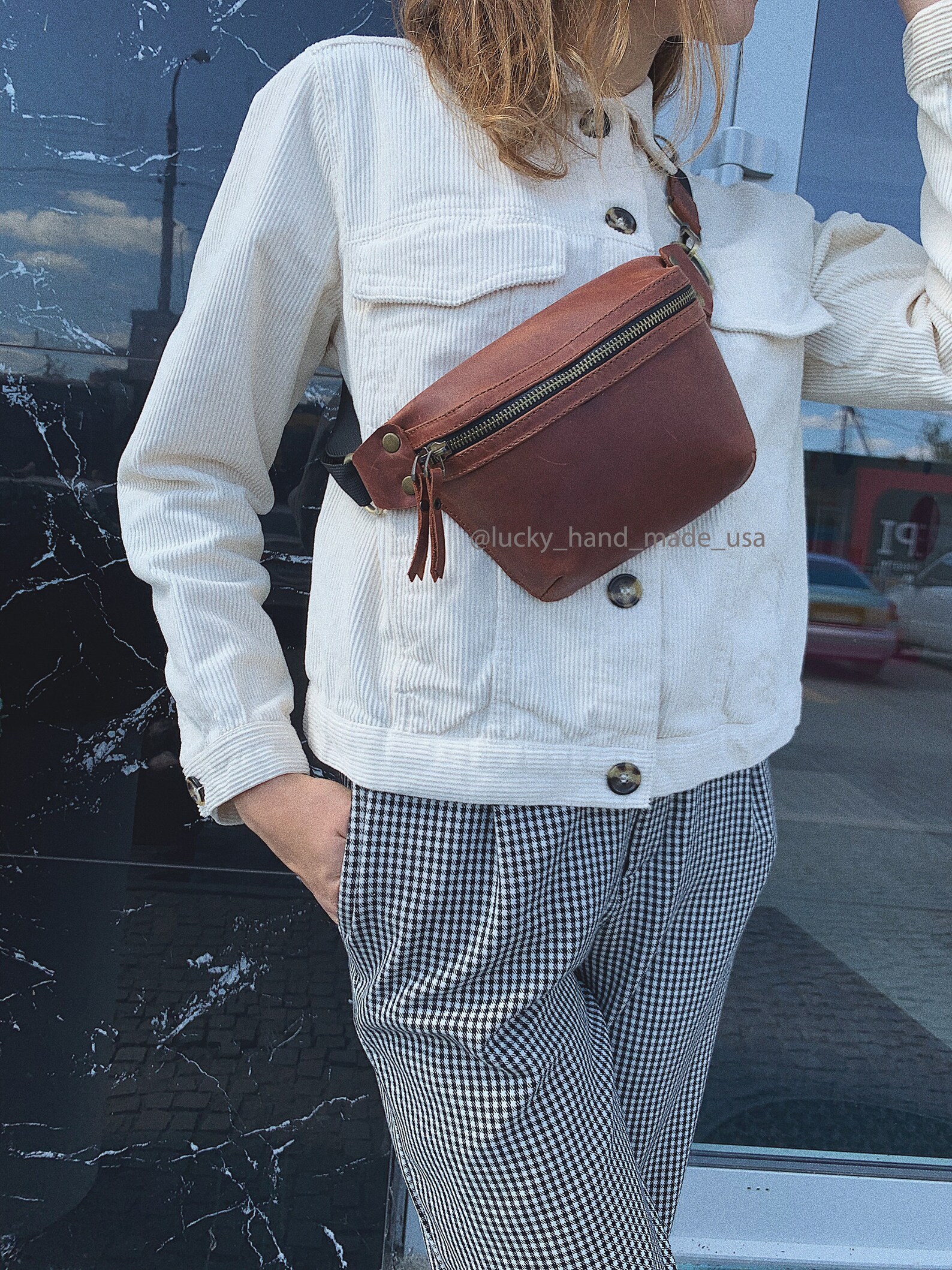 Leather Hip Bag Womenwomens Hip Bag Leathercognac Leather | Etsy