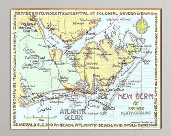 New Bern Map Art - Etsy