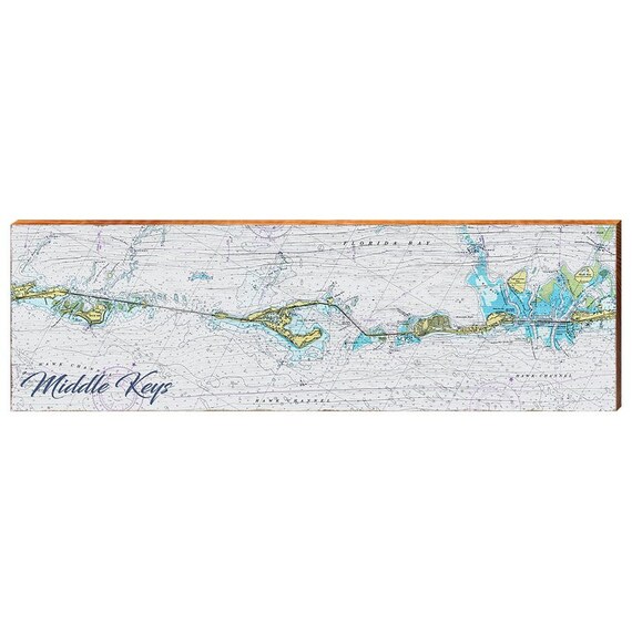 Middle Keys Florida Map Wall Art Print on Real Wood | Etsy