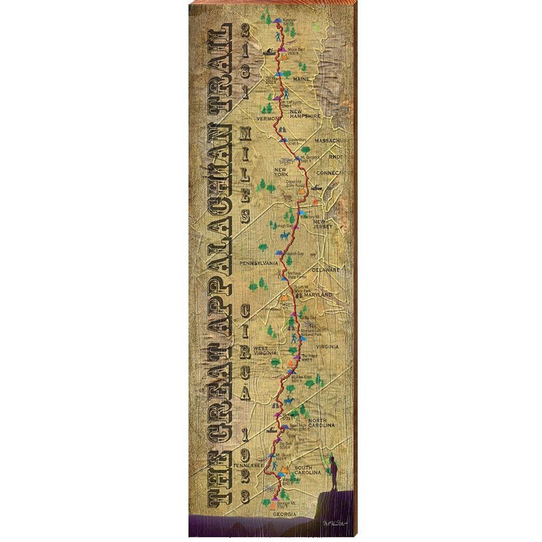 Great Appalachian Trail Vintage Trail Map Wooden Sign Wall Art Print on ...