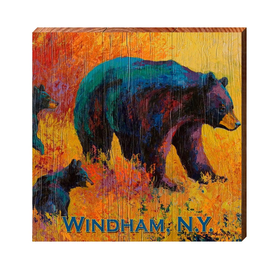 Windham, New York Bear Family Sign | Wall Art Print on Real Wood - Etsy