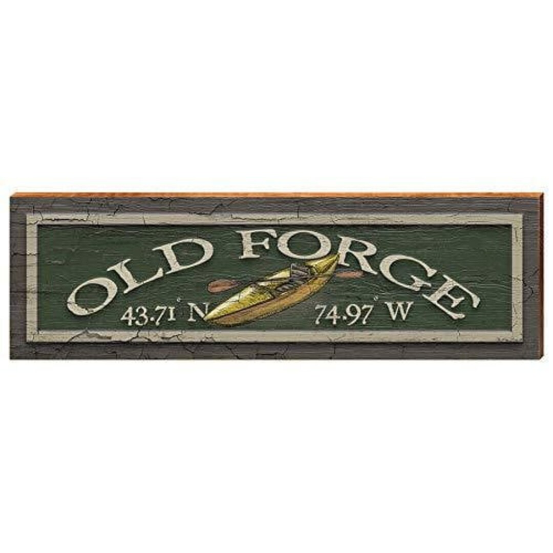 Old Forge Yellow Kayak Green Latitude Longitude ACE2 Size A - Etsy