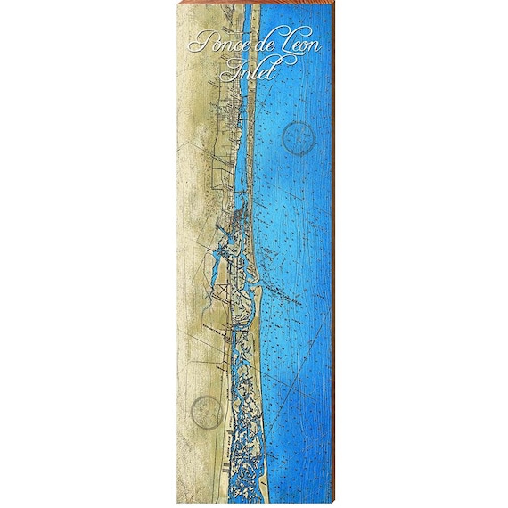 Ponce de Leon Inlet Florida Map Wall Art Print on Real Wood | Etsy