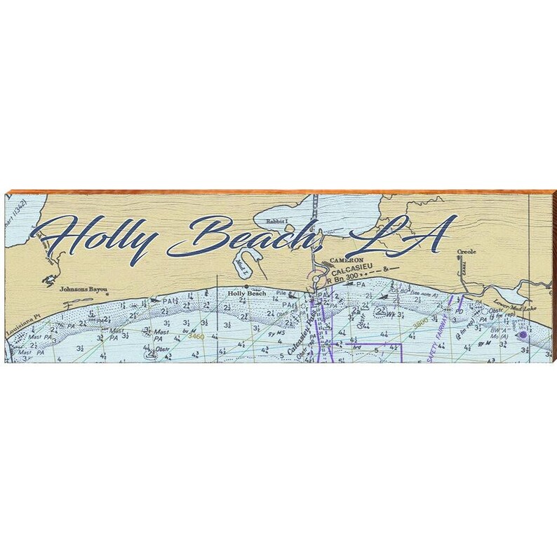 Holly Beach Louisiana Map Home Decor Art Print on Real Wood - Etsy