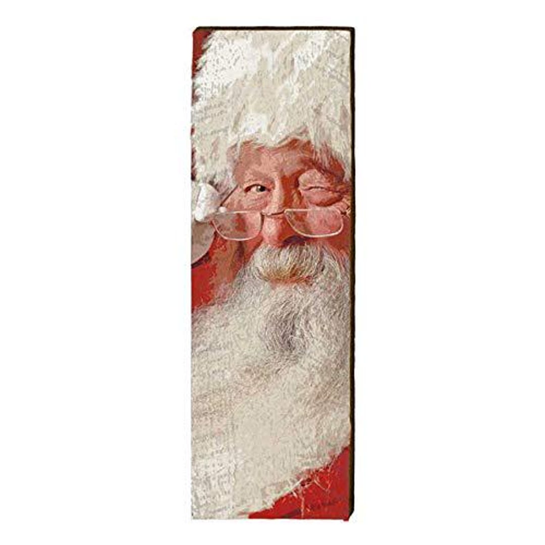 Santa Winking Home Decor Art Print on Real Wood - Etsy
