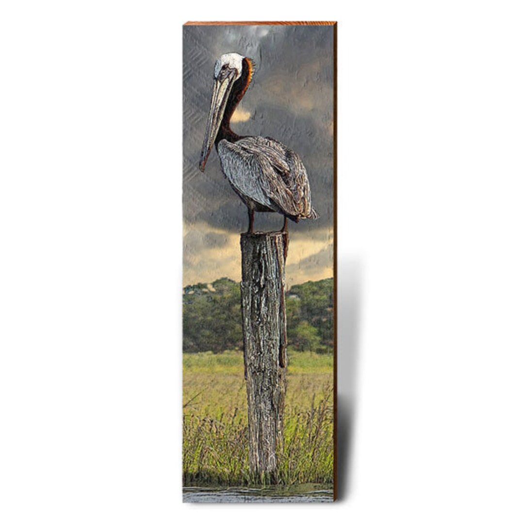 Pelican on Pylon Wall Art Print on Real Wood - Etsy