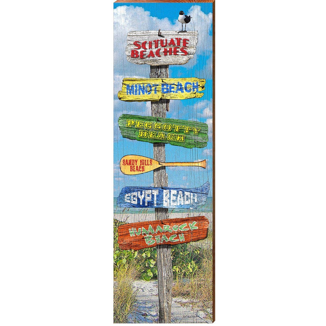 Scituate Beaches Beach Directional | Wall Art Print on Real Wood - Etsy