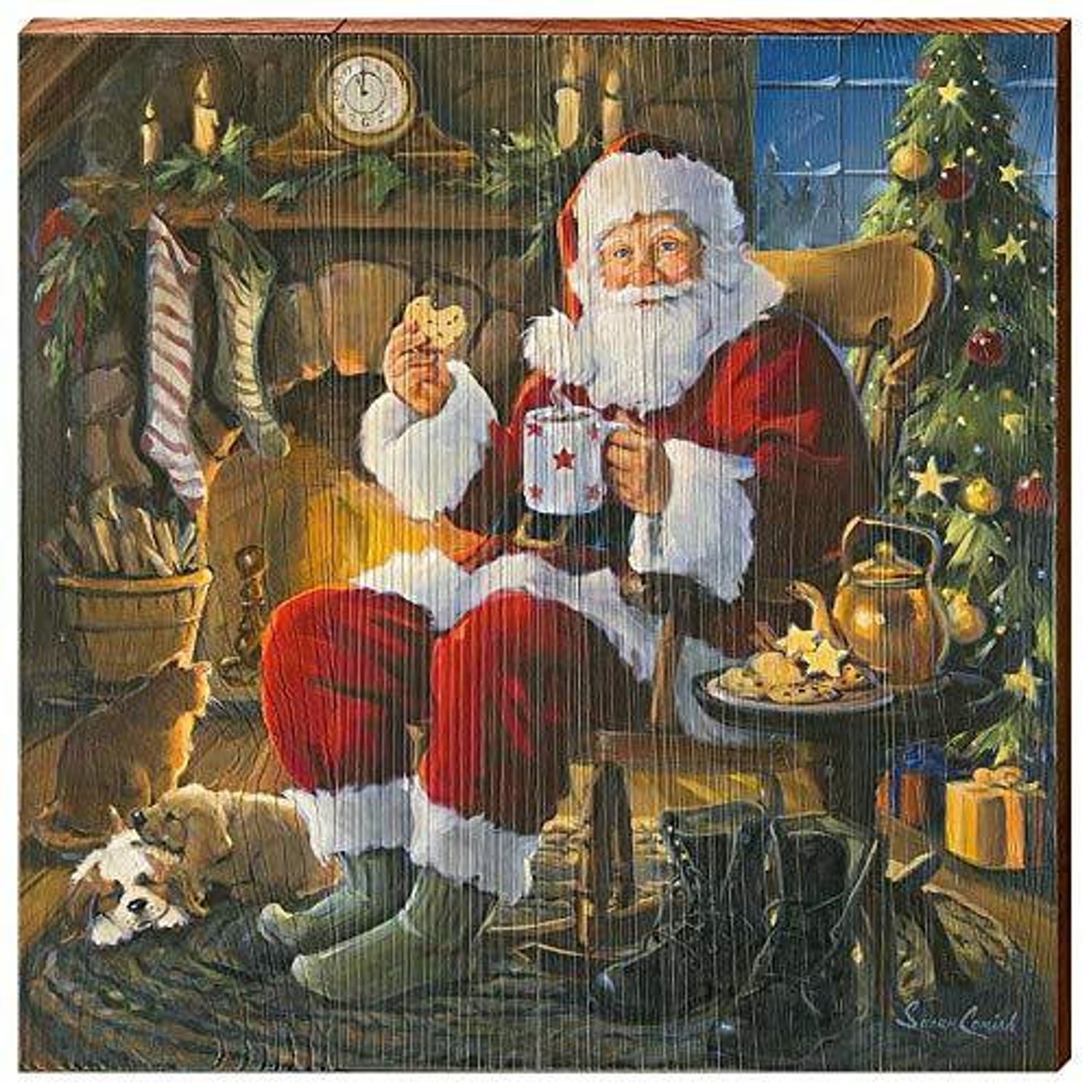 Susan Comish Santa Cookie Break Home Decor Art Print on Real - Etsy