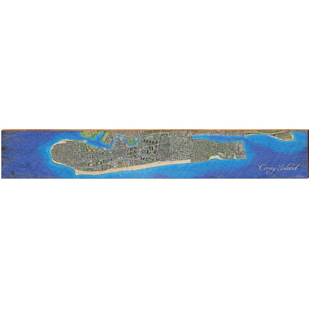 Coney Island Map Home Decor Art Print on Real Wood - Etsy