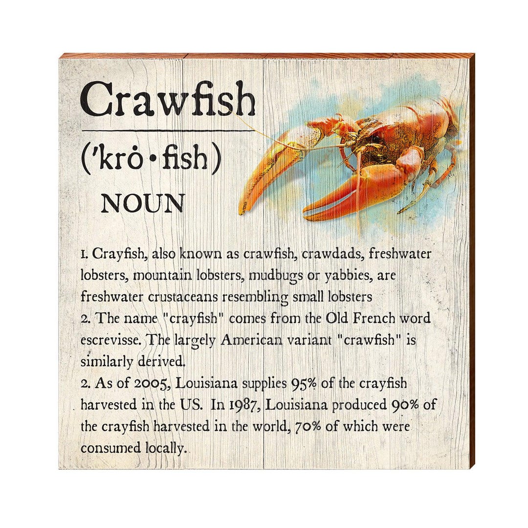 Crawfish Definition Wooden Sign | Wall Art Print on Real Wood - Etsy