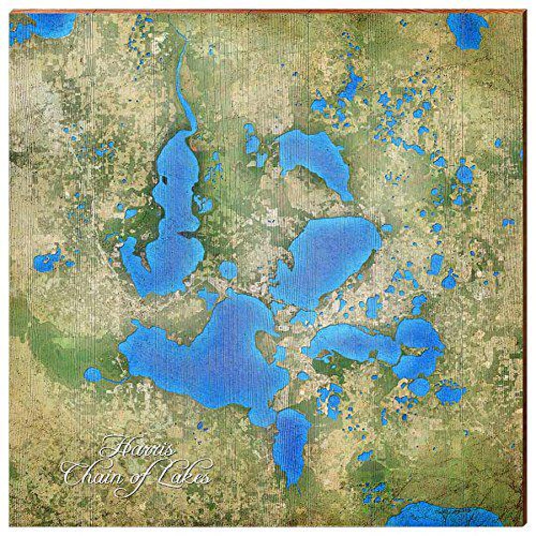 Harris Chain of Lakes, Florida Map Home Decor Art Print on Real Wood - Etsy