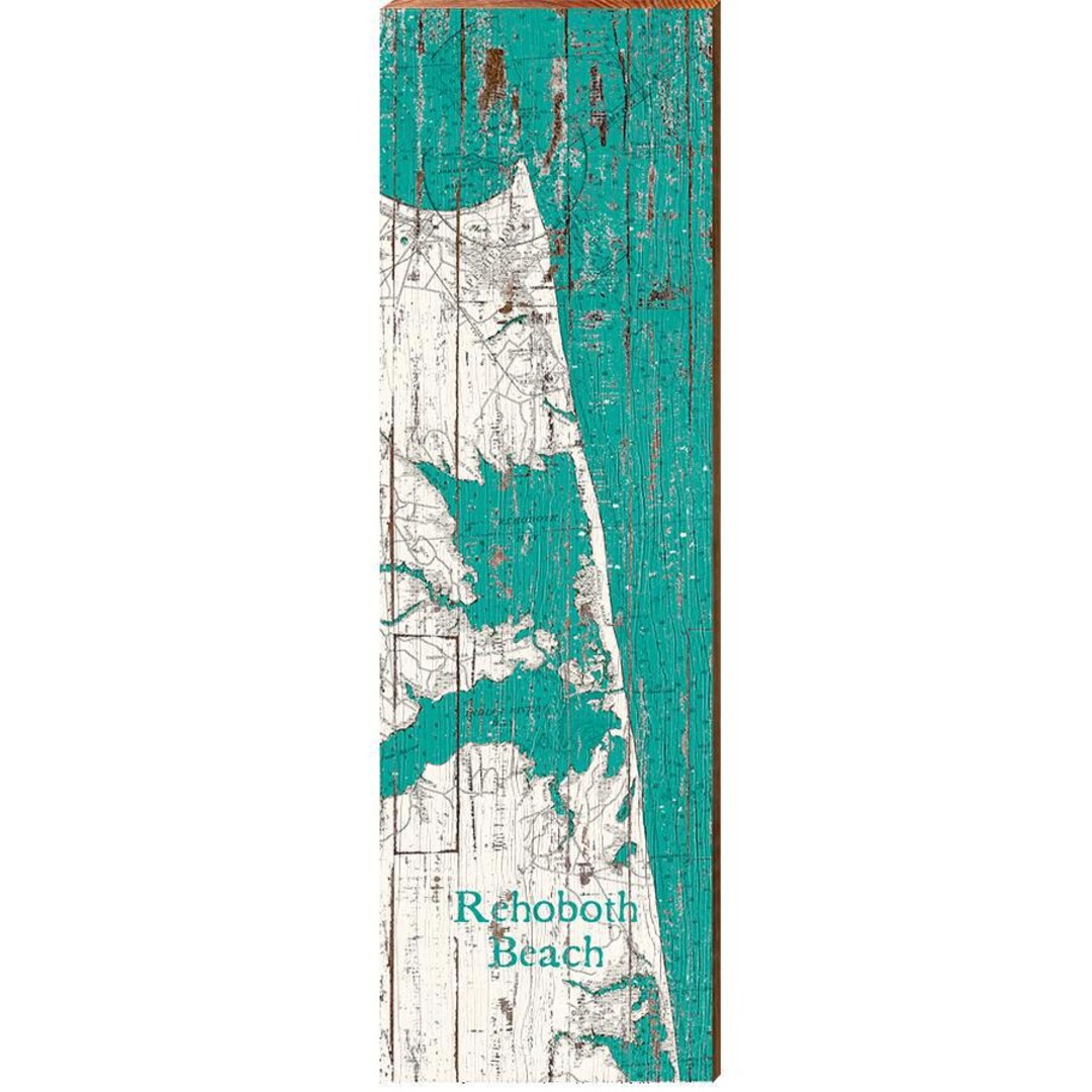 Rehoboth Beach, Delaware Map Wooden Sign | Wall Art Print on Real Wood ...