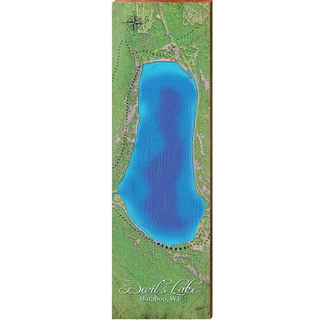 Devil's Lake Map Home Decor Art Print on Real Wood - Etsy