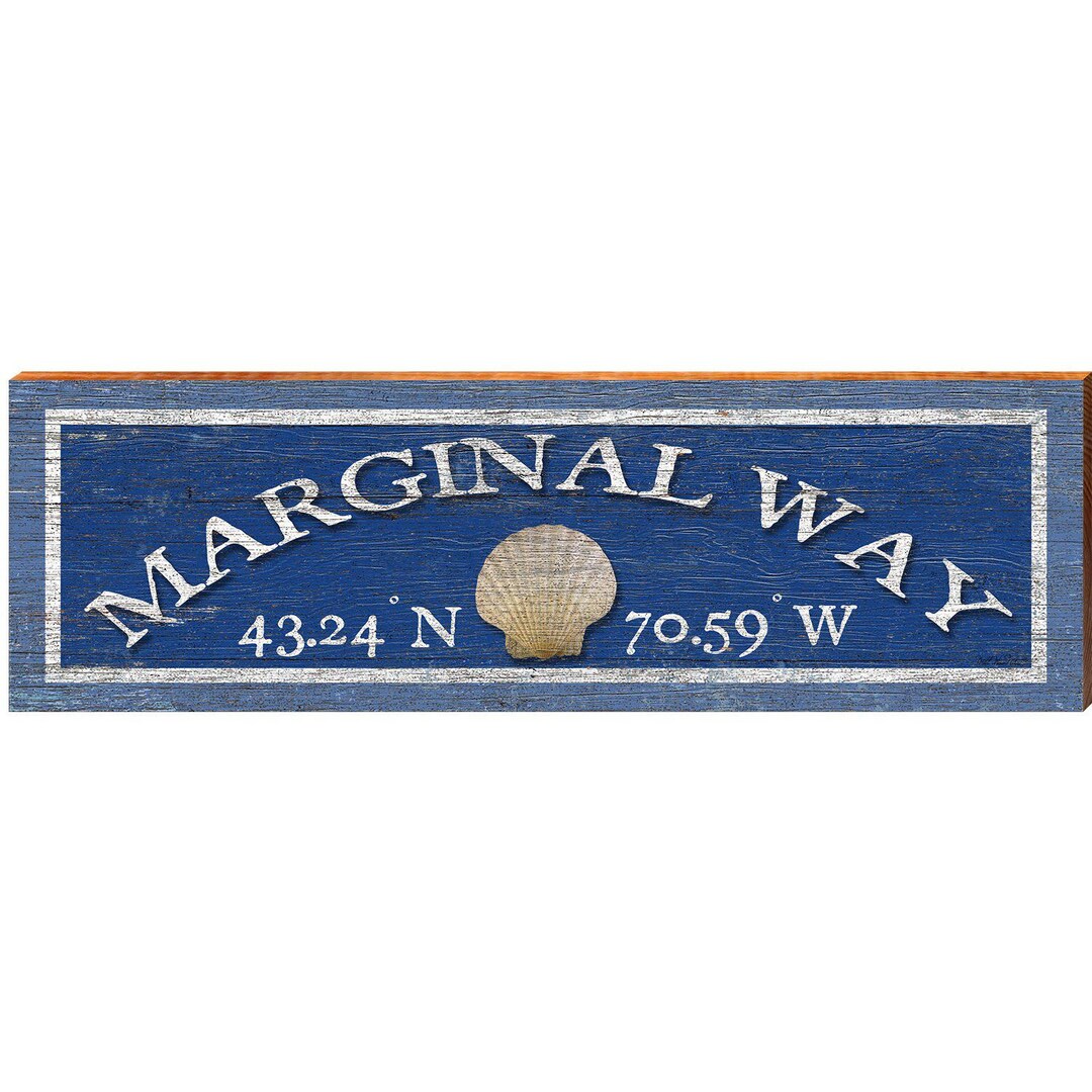 Marginal Way Shell Navy Latitude Longitude Wall Art Print on Real Wood ...