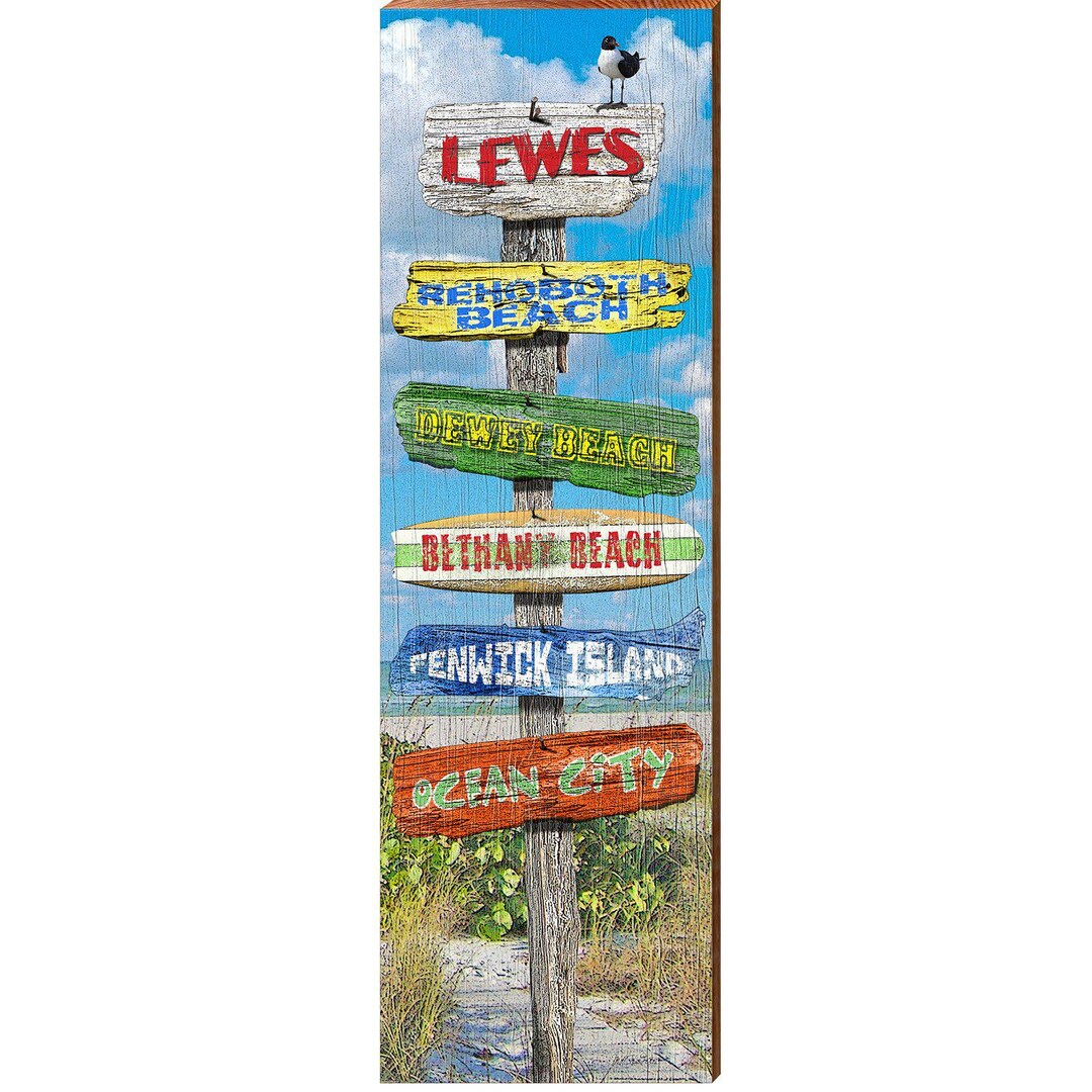 Lewes Beach Directional | Wall Art Print on Real Wood - Etsy
