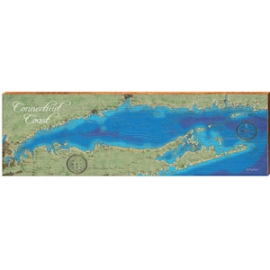 Connecticut Coast Map Wooden Sign | Wall Art Print on Real Wood - Etsy
