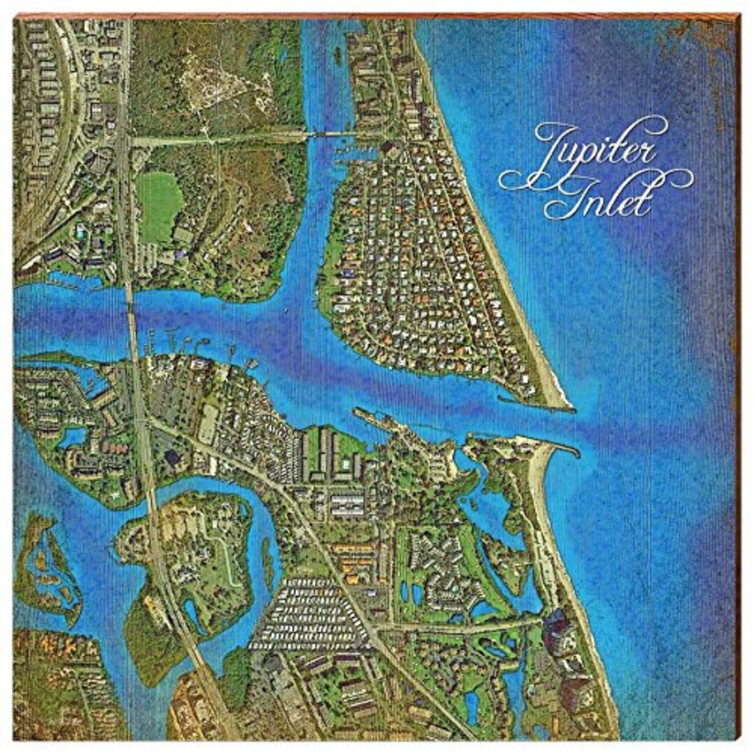 Jupiter Inlet, Florida Map Home Decor Art Print on Real Wood - Etsy